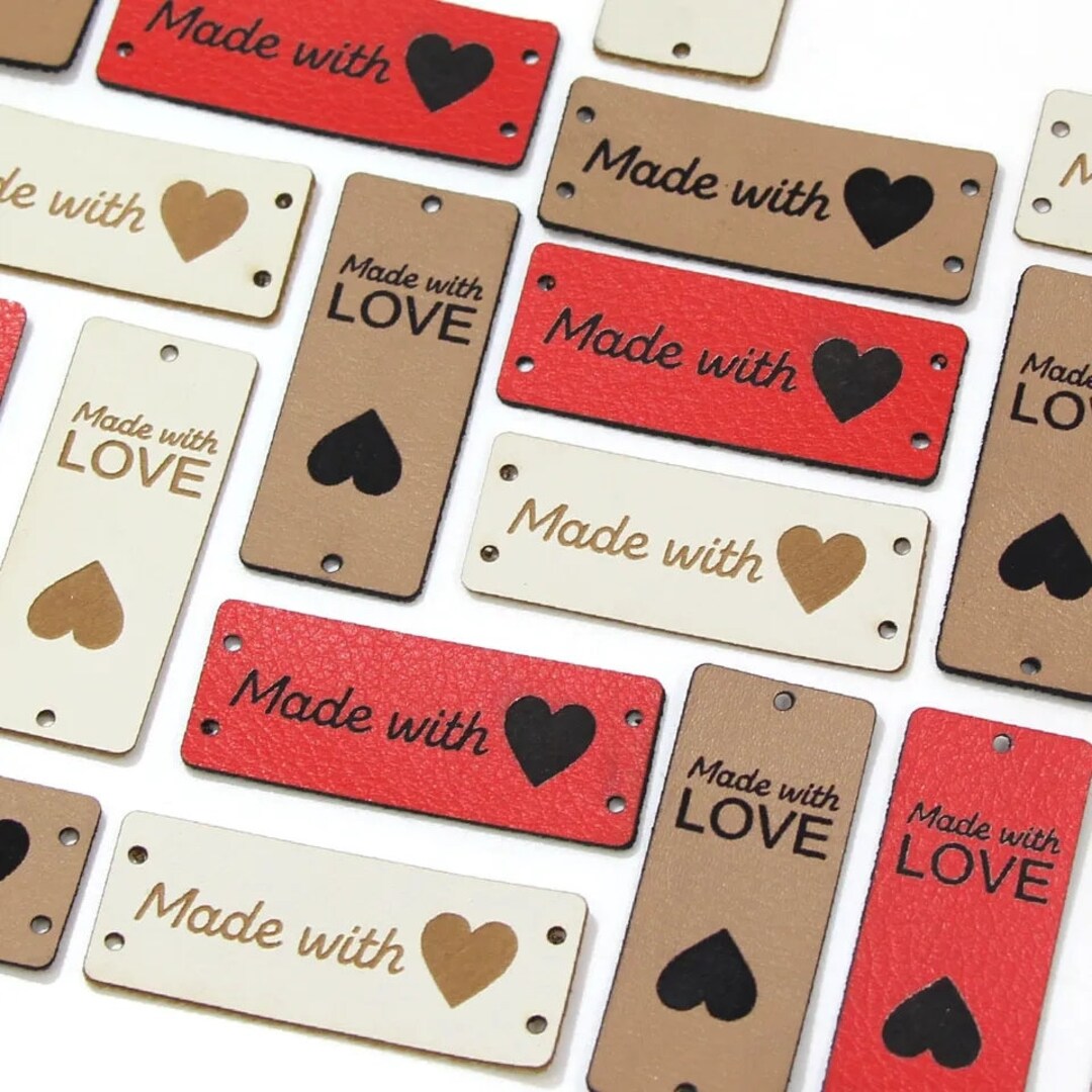 Beautiful Folded Label in Red 'made With LOVE' Artificial Leather ...