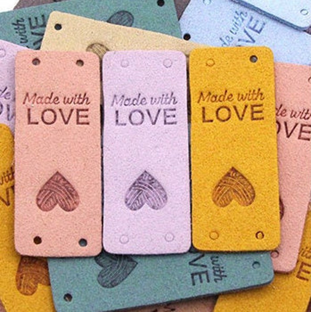 20 Pieces Faux Leather Label / Fold Label Colorful Made With LOVE - Etsy