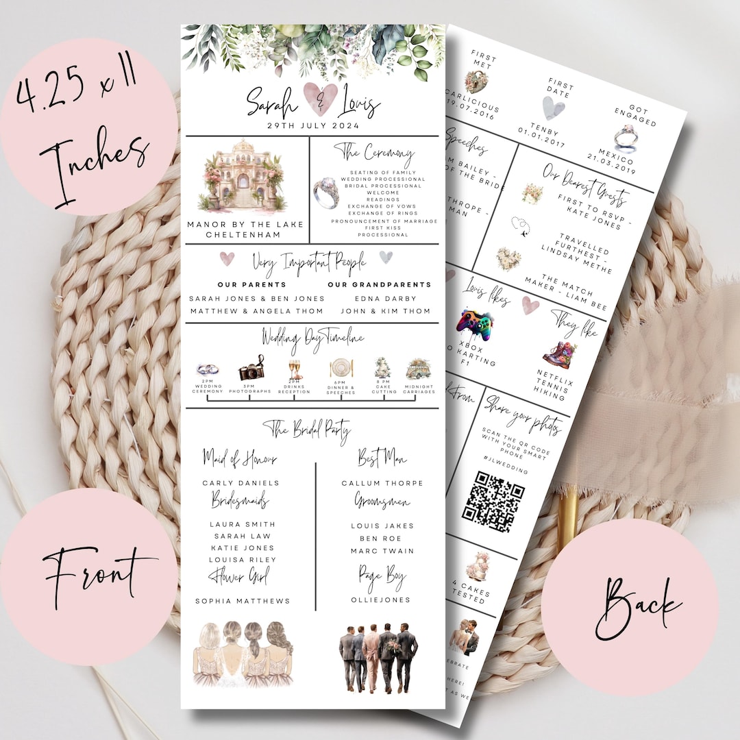 Infographic Wedding Program - Wedding Program Template - Order of the ...