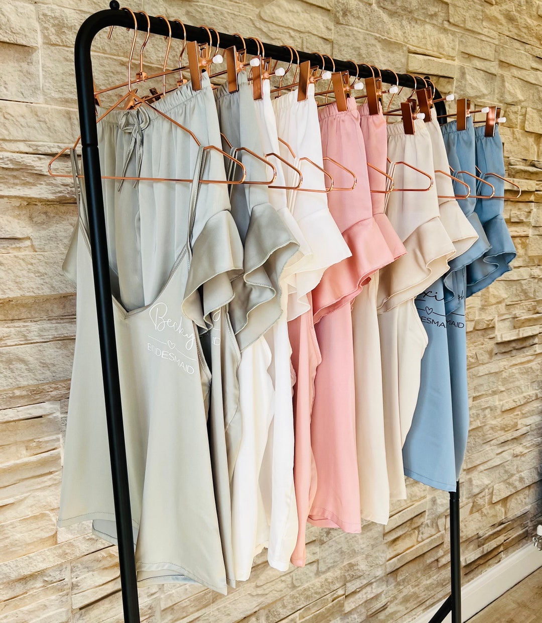 Bridesmaid Ruffle Cami Pjs Maid of Honour Pjs Bridesmaid Robes Pjs for ...