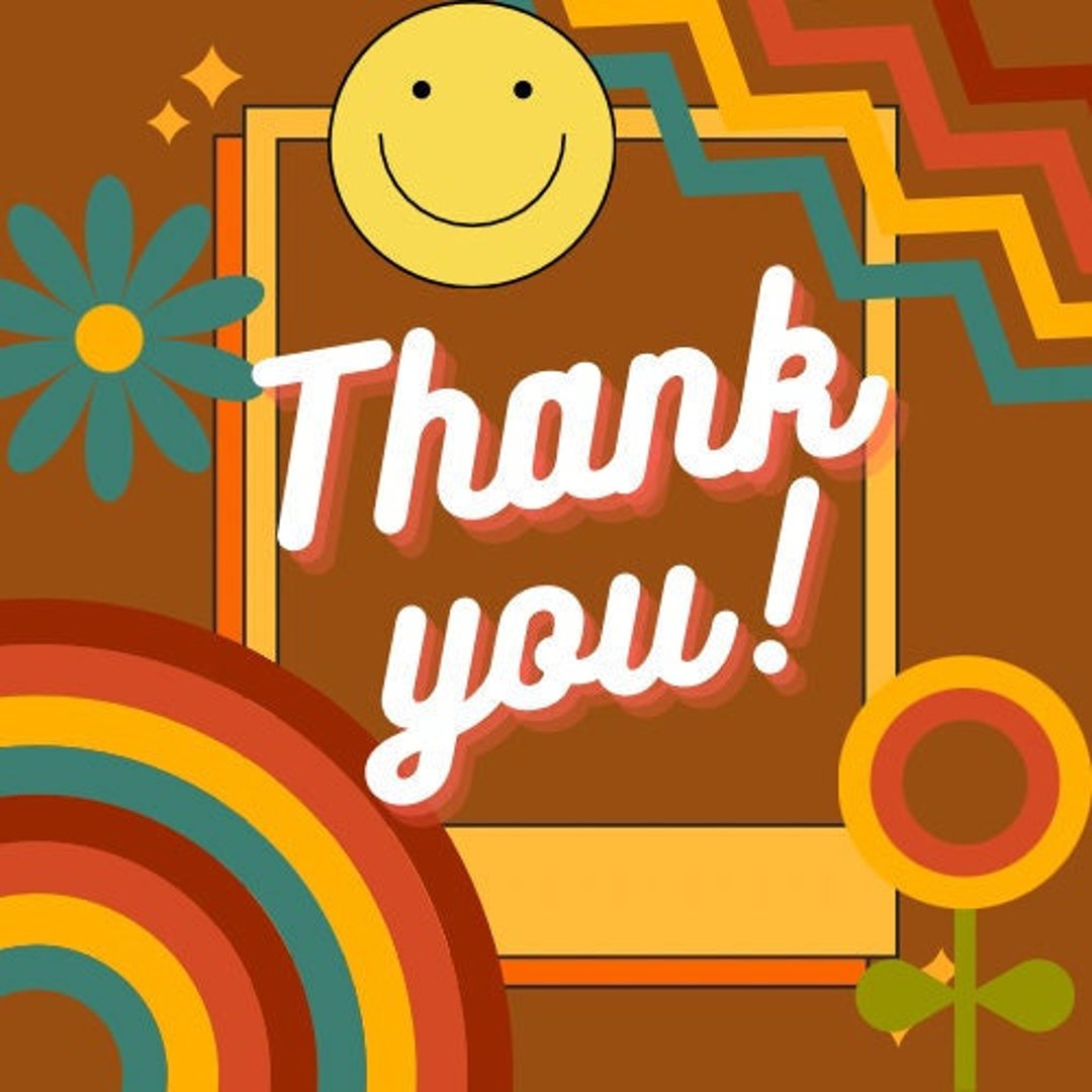 Hippie Retro Thank You Card - Etsy