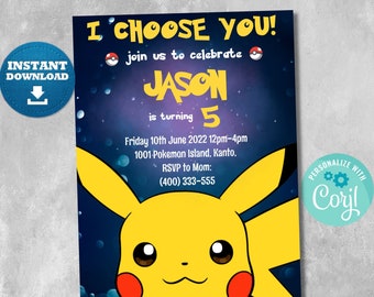 Pikachu Party Invitation - Etsy