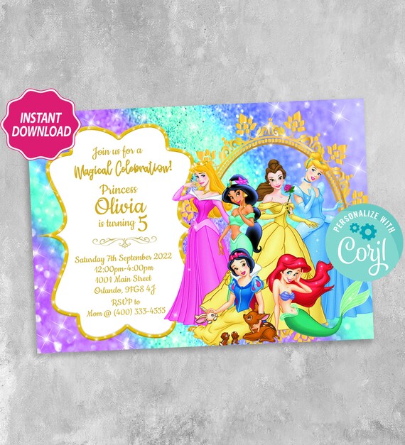 Princess Invitation Princess Invitation Birthday Party - Etsy