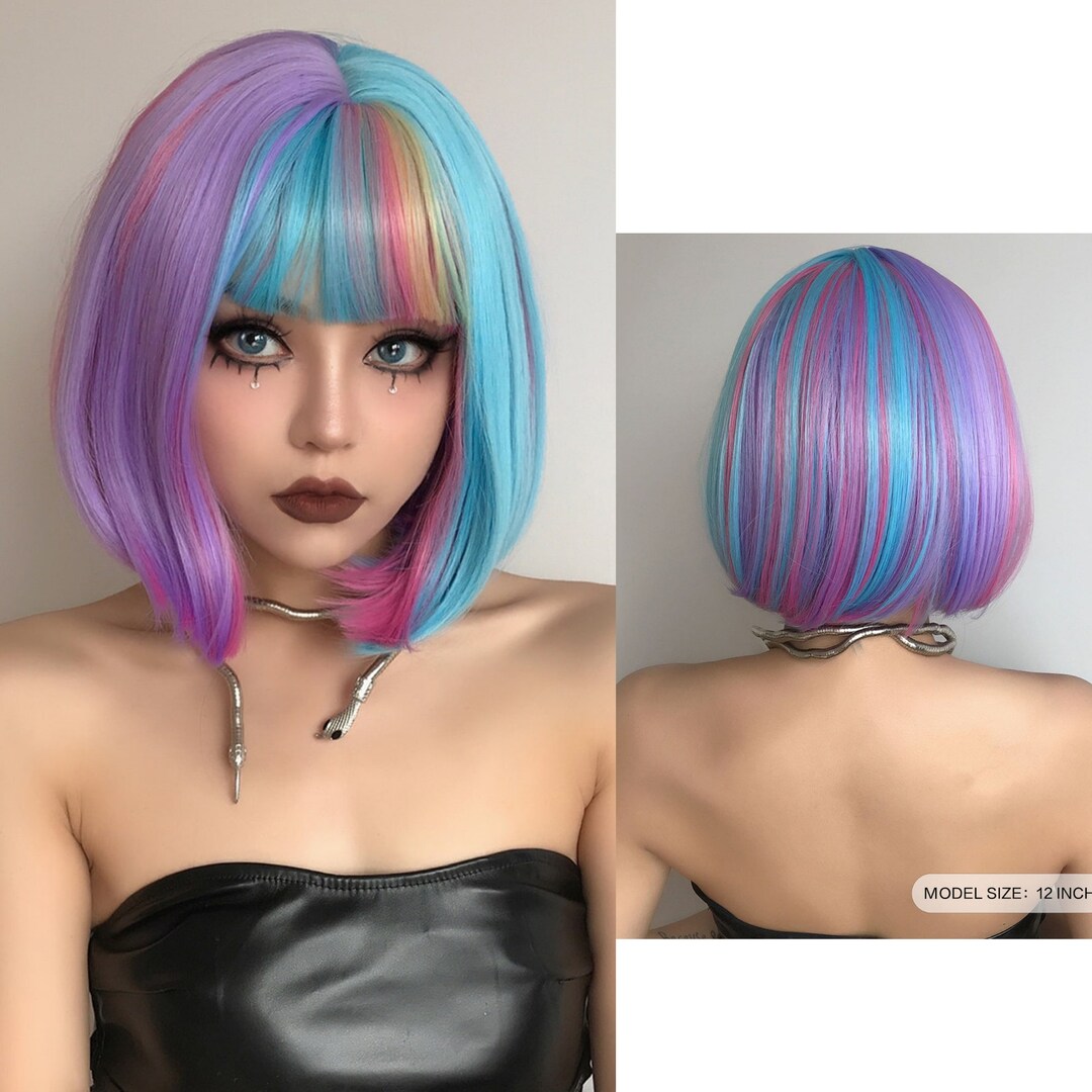 12 Inch Short Straight Wigs Colorful Charming Character - Etsy