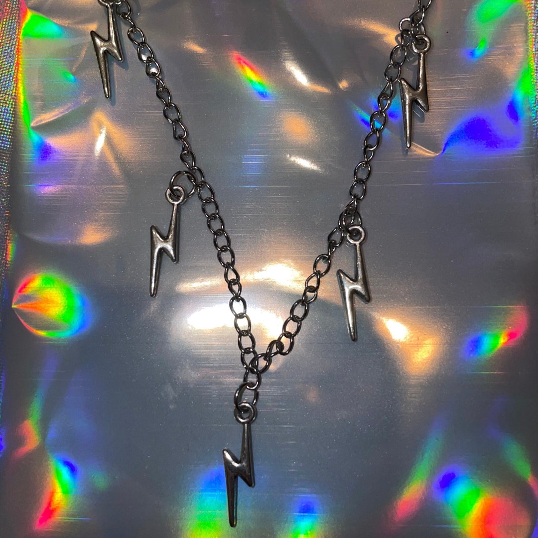 Silver Lightning Bolt Choker, Silver Choker, Minimalist, Cute Choker ...
