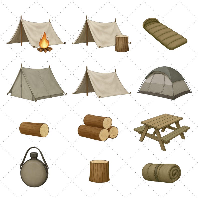 Camping Gear Clipart Pack | 24 Transparent Pngs | Tent, Lantern ...