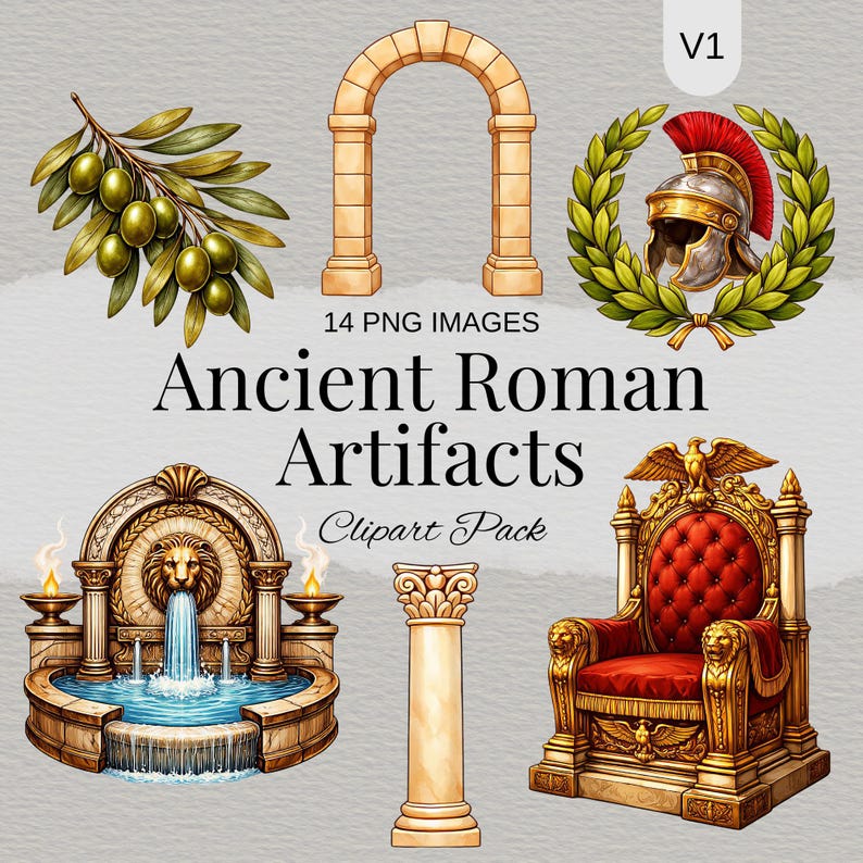 Ancient Roman Clipart, Roman Empire Artifacts, Greek Roman Designs ...