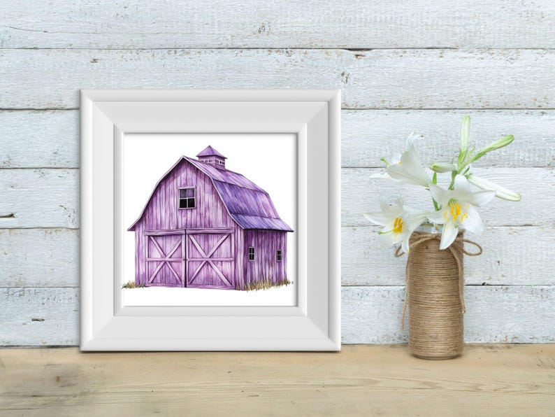 Purple Barn Clipart | Farm PNG - Etsy