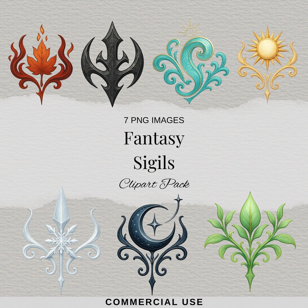 Fantasy Sigils Clipart Pack | Magical Element Symbols | Fae Court ...