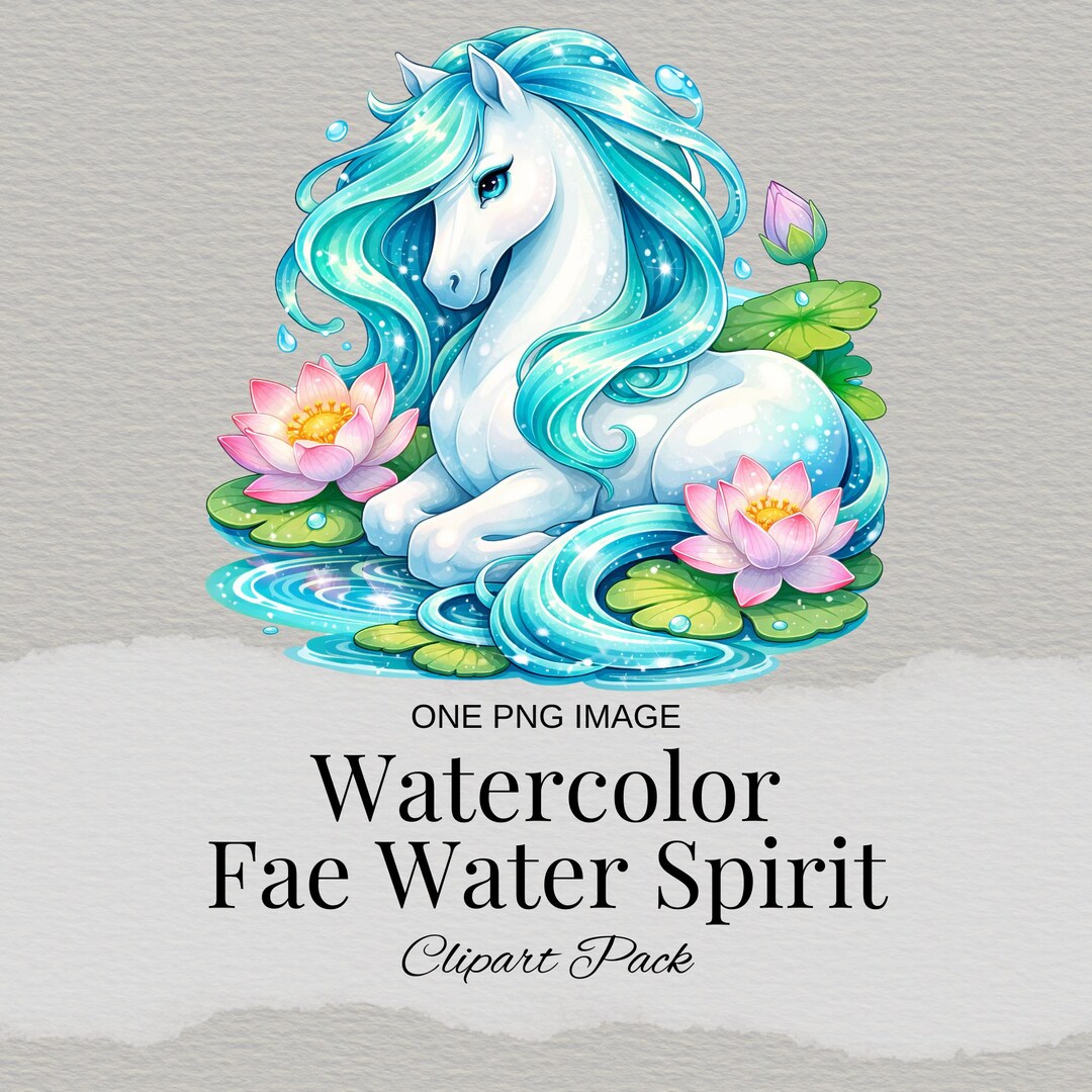Watercolor Fae Water Spirit Clipart, Fantasy Illustration, Magical Fae ...