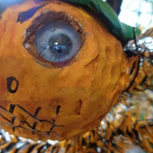 Paper Mache / Clay No Lips the Funky Pumpkin Man Choul Creepy Primitive ...