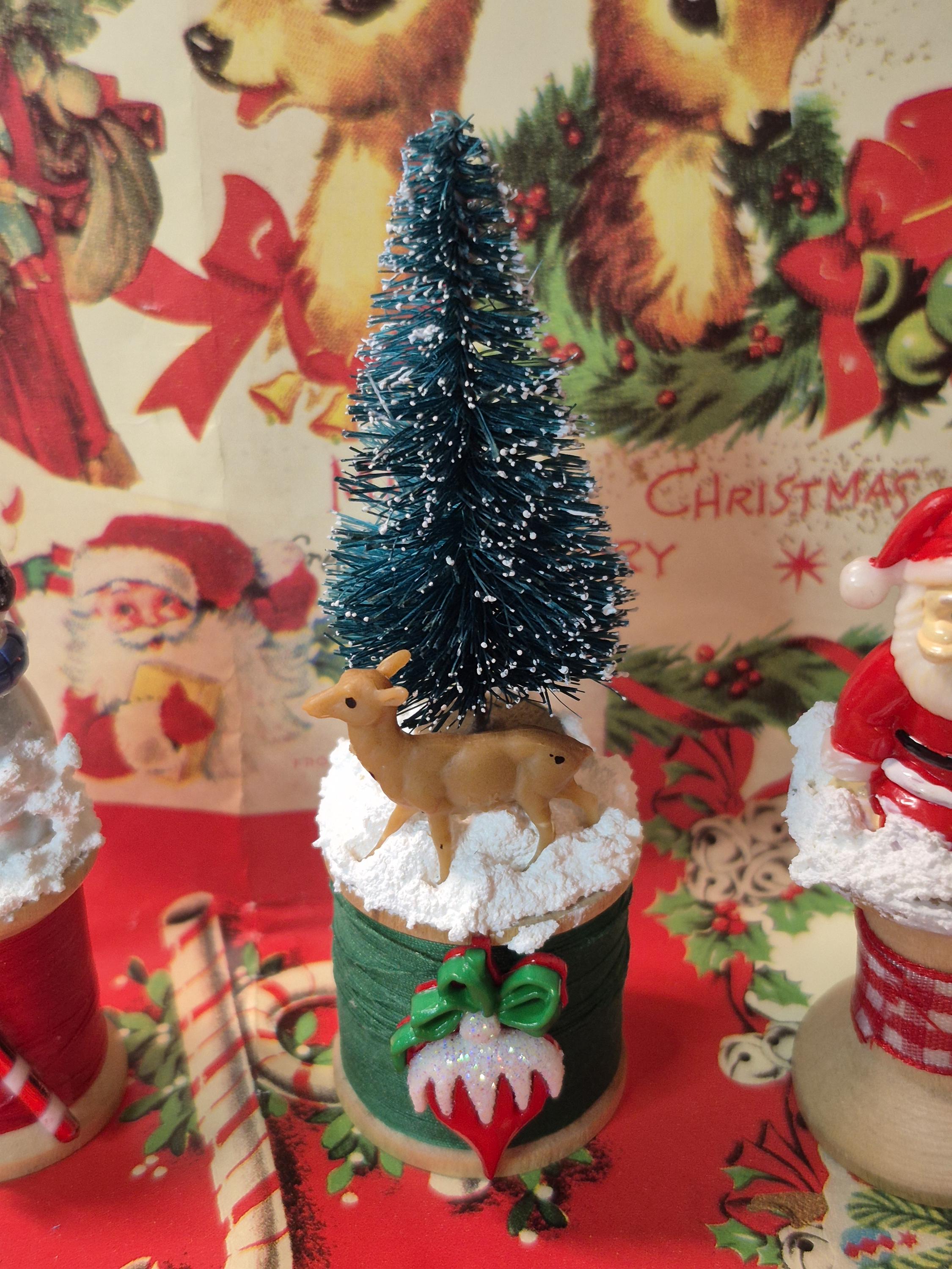 Vintage 3 Handmade Snowman /santa / Christmas Tree , Bottle Brush ...