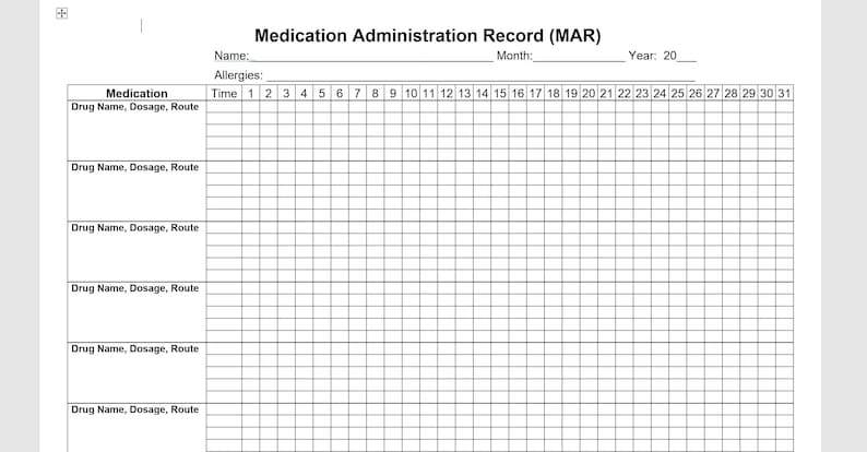 Medication Documentation Templates - Etsy