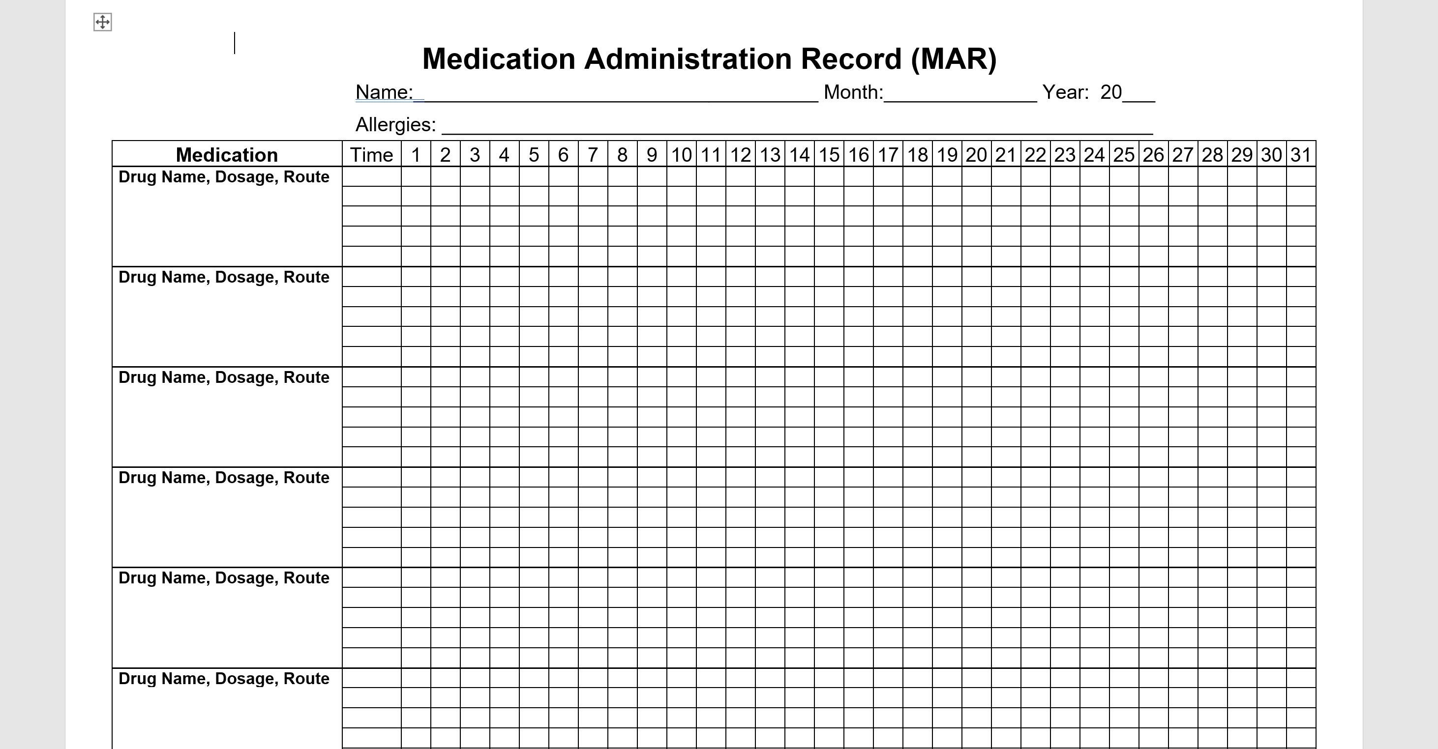 Medication Documentation Templates Etsy