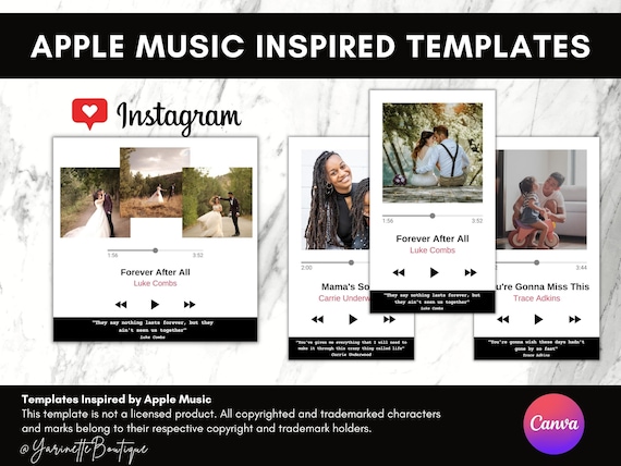 Apple Music Inspired Editable Canva Templates Instagram - Etsy