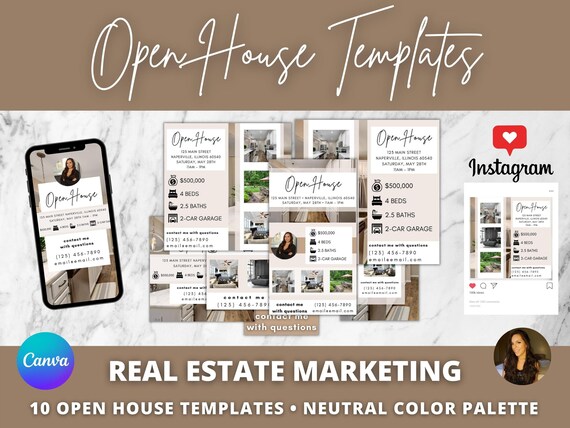 10 Open House Templates Editable in Canva Real Estate | Etsy