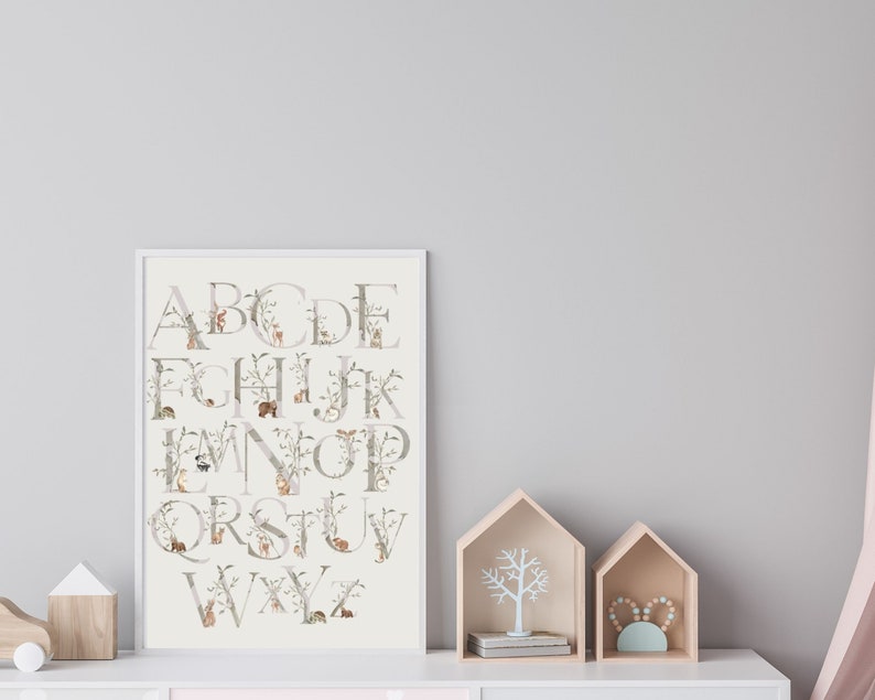 ABC Sign, Alphabet Poster, Animal Alphabet, Woodland Decor, Nursery ...