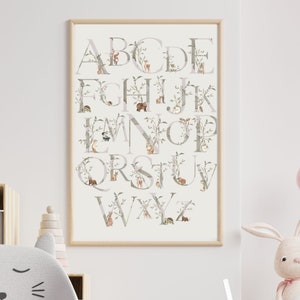 ABC Sign, Alphabet Poster, Animal Alphabet, Woodland Decor, Nursery ...