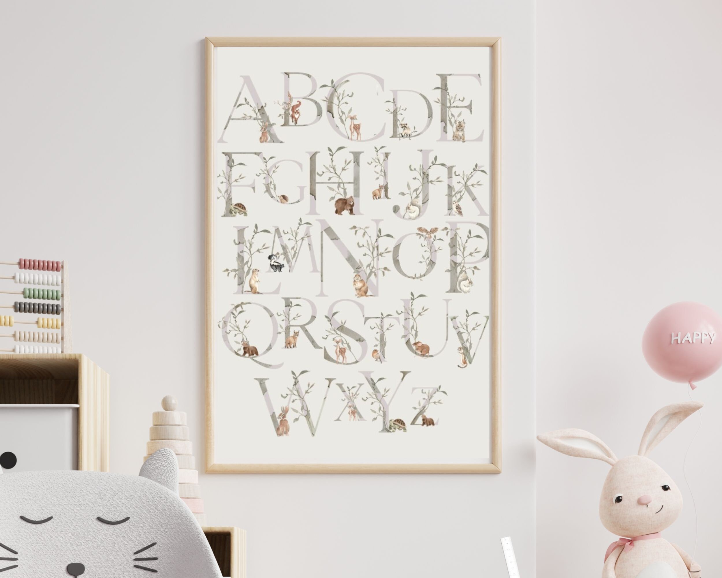 ABC Sign, Alphabet Poster, Animal Alphabet, Woodland Decor, Nursery ...