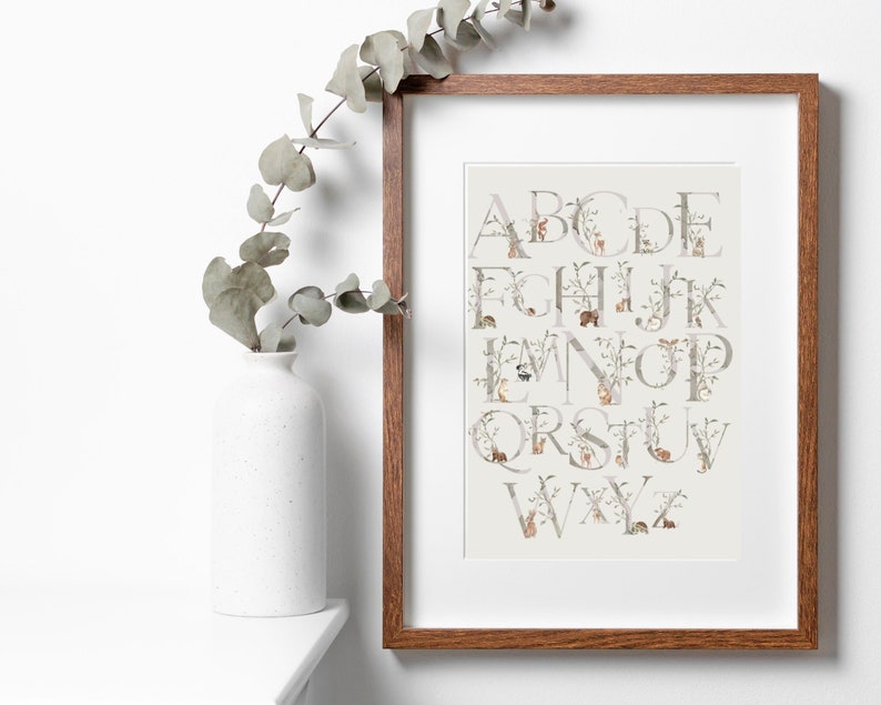 ABC Sign, Alphabet Poster, Animal Alphabet, Woodland Decor, Nursery ...