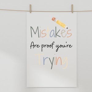 Mistakes Poster, Classroom Décor Elementary, Classroom Décor Sign, Boho ...