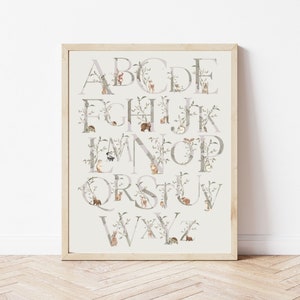ABC Sign, Alphabet Poster, Animal Alphabet, Woodland Decor, Nursery ...
