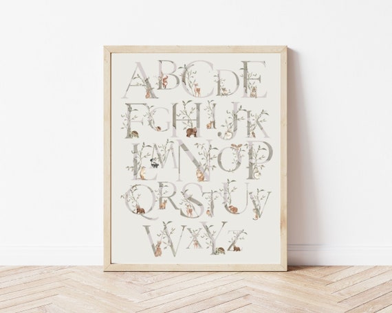 ABC Sign Alphabet Poster Animal Alphabet Woodland Decor - Etsy