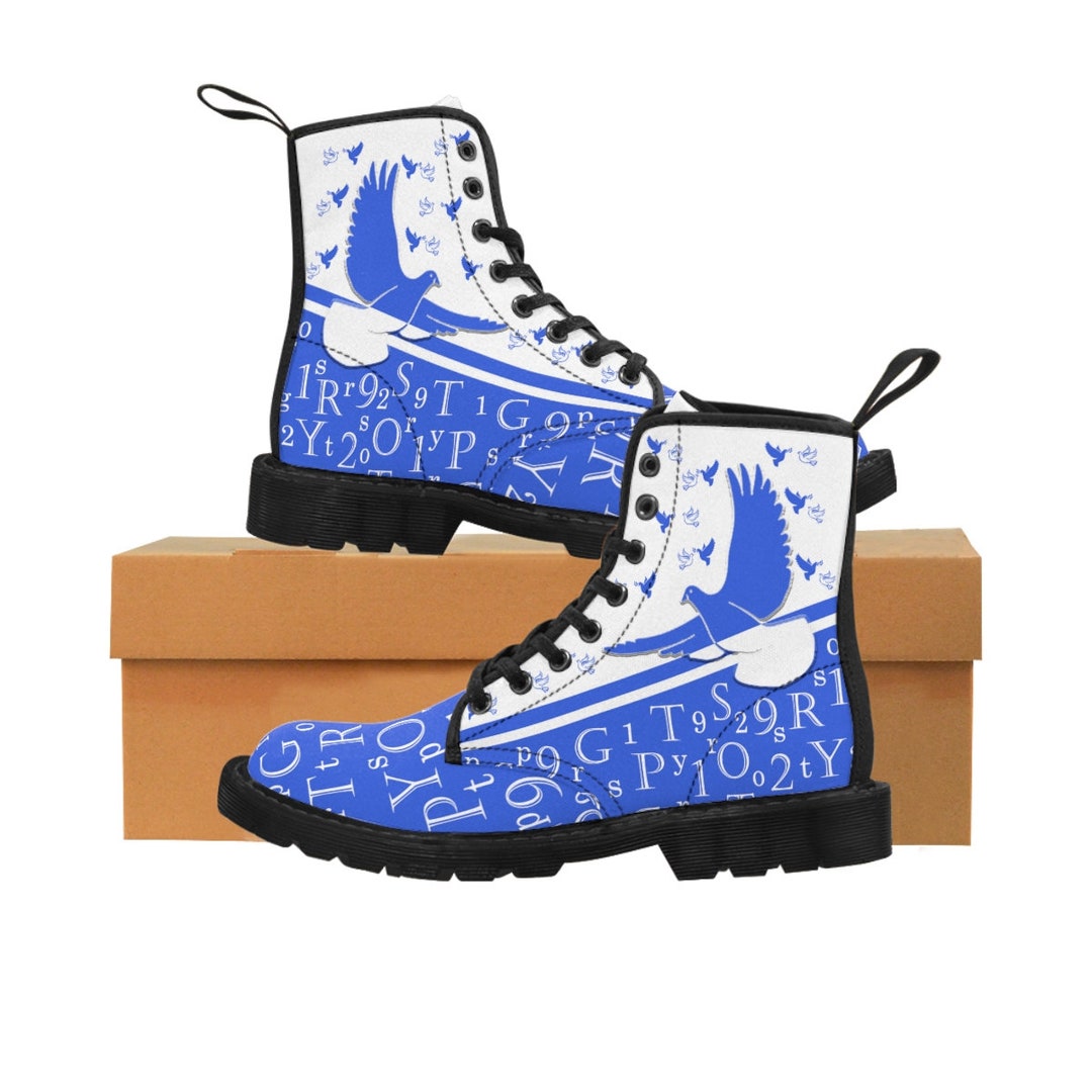 White Dove Royal Blue and White High Top Boots Zeta/phi/beta High Top ...