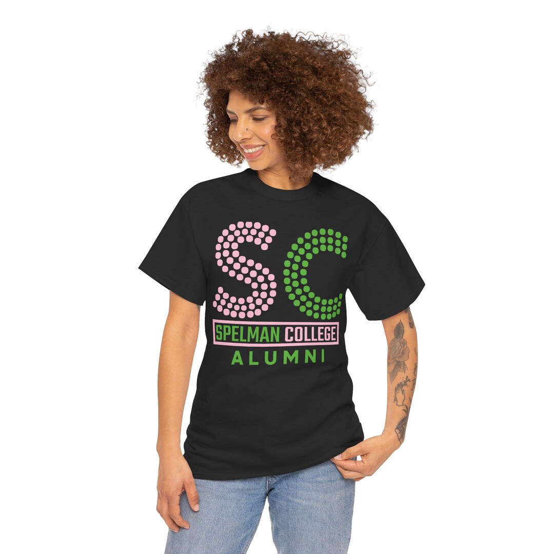 Spelman College Alumni Unisex Heavy Cotton Tee Pink and Green T-shirt ...