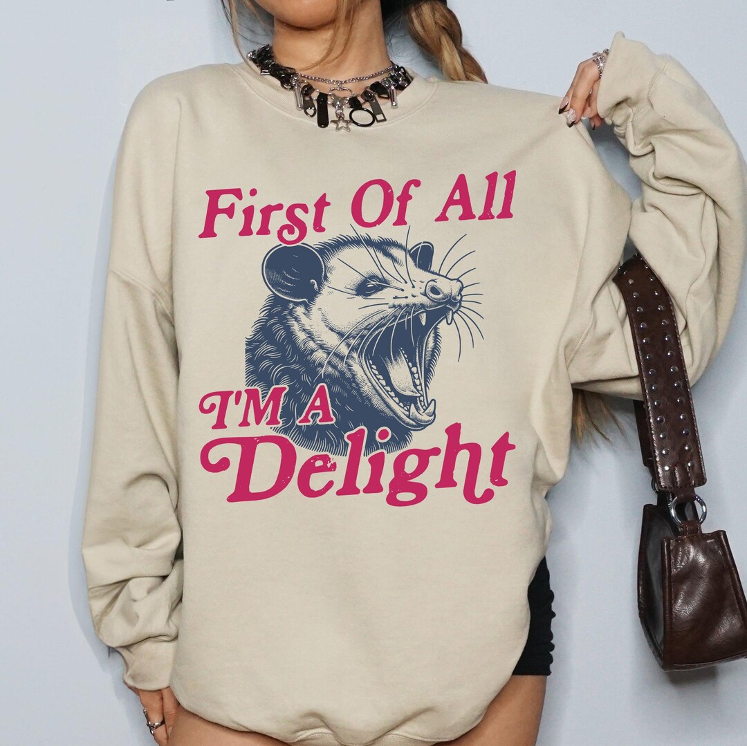 First of All I'm A Delight, Possum, Trendy, Funny, Sarcastic Sweatshirt ...