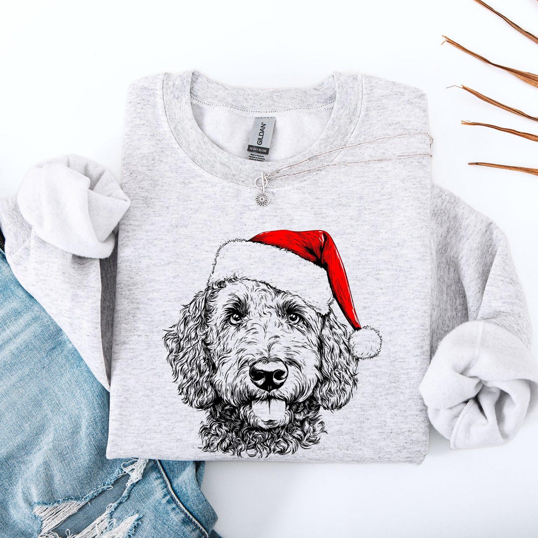 Labradoodle, Santa, Dog, Christmas, Dog Lover, Pet Sweatshirt, Crewneck ...