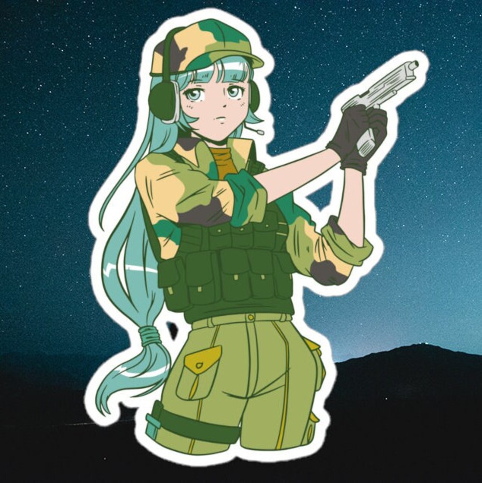 Israel Anime Girl Sticker Military Anime Girl Sticker | Etsy