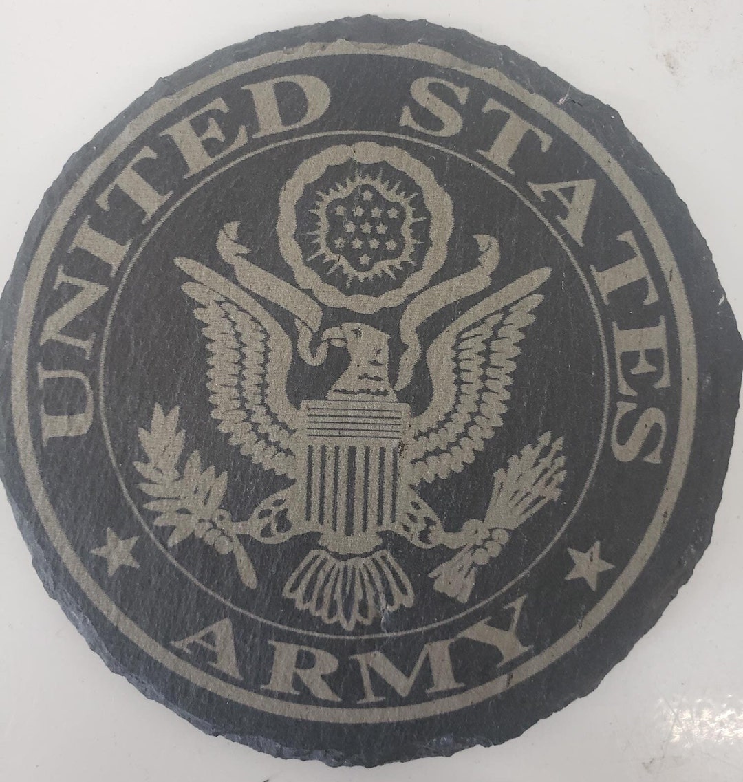 4 Inch Round Slate Army Coaster - Etsy