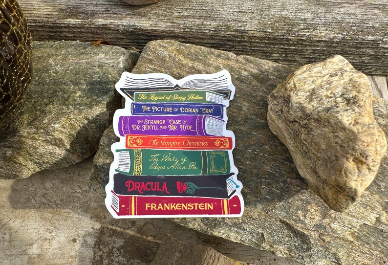 Gothic Horror Book Stack: Dark Academia Sticker - Etsy