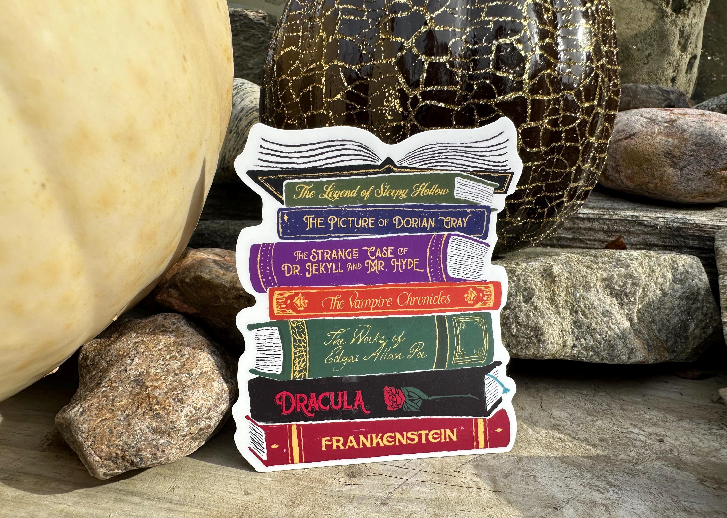 Gothic Horror Book Stack: Dark Academia Sticker - Etsy