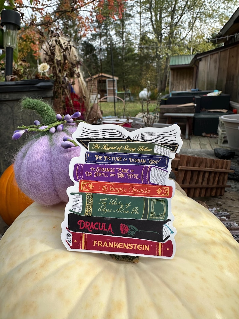 Gothic Horror Book Stack: Dark Academia Sticker - Etsy