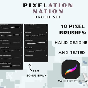 Pixelation Nation Brush Set - Pixel Lineart and Color Brush Pack Ipad, Digital Drawing Procreate ...