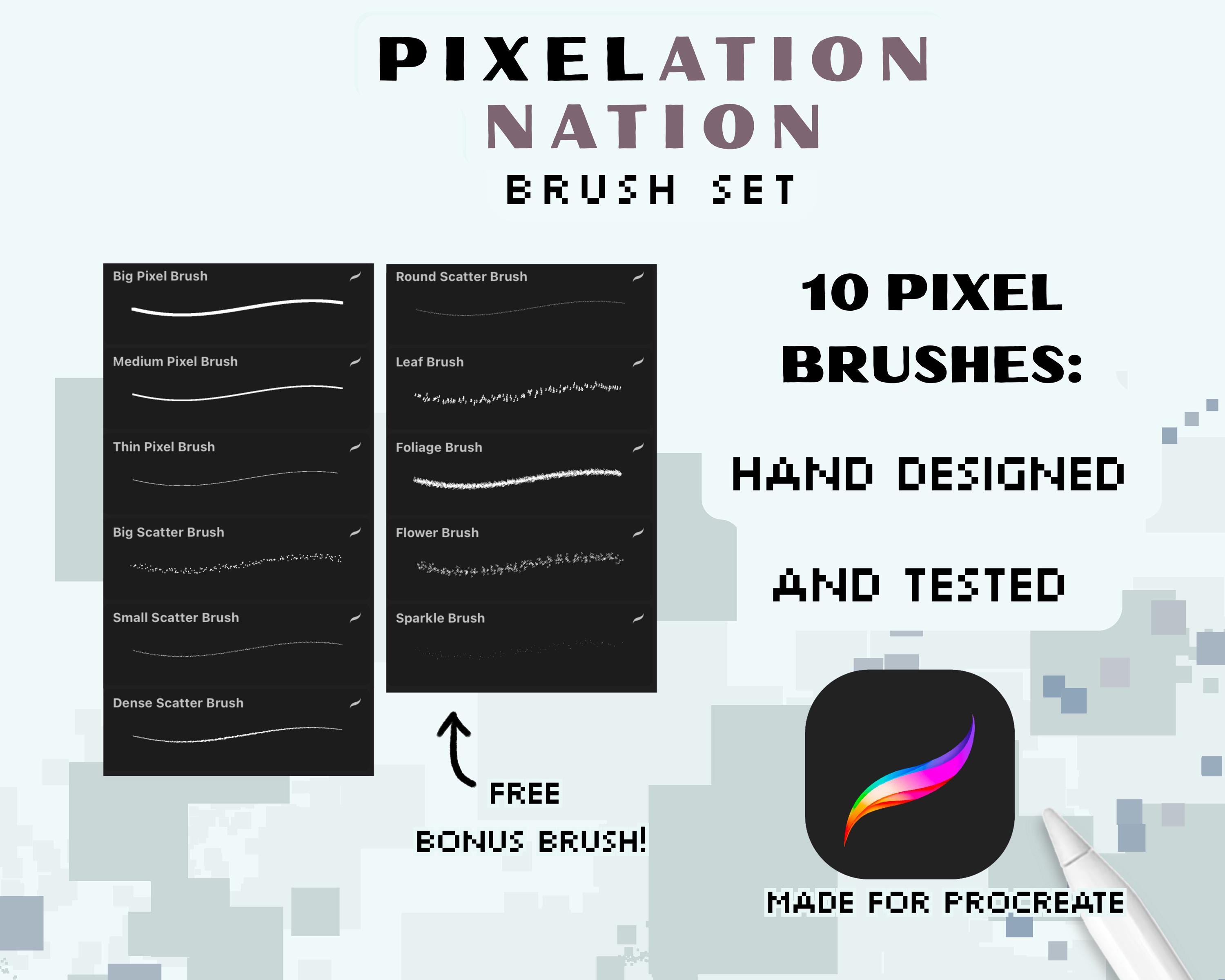 Pixelation Nation Brush Set - Pixel Lineart and Color Brush Pack Ipad ...