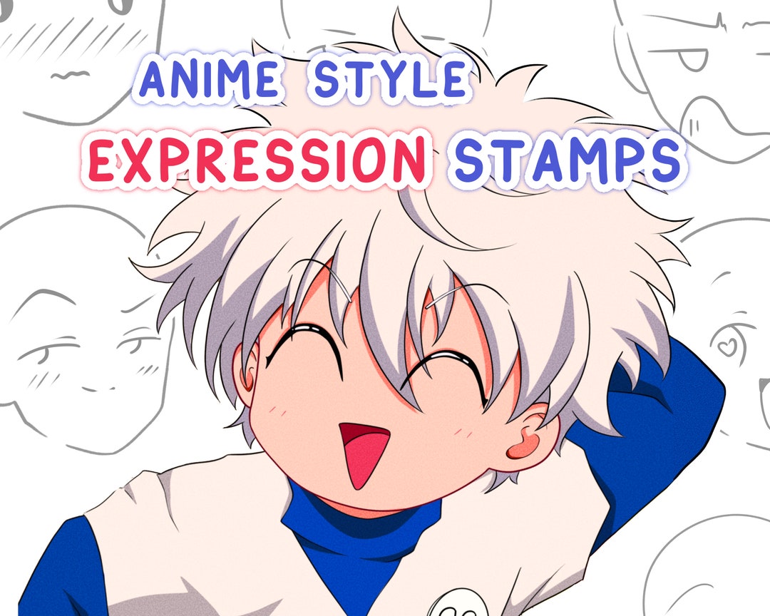 Anime Expression Stamp Procreate Brush Set - Expressions Emotion Stamps ...