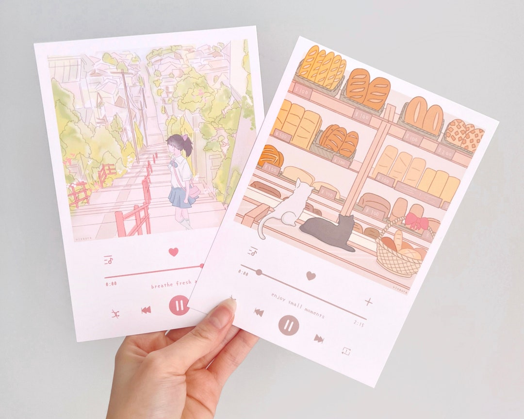 Aesthetic Playlist Cute Postcard Prints: Lofi Kawaii Prints, Minimalist ...