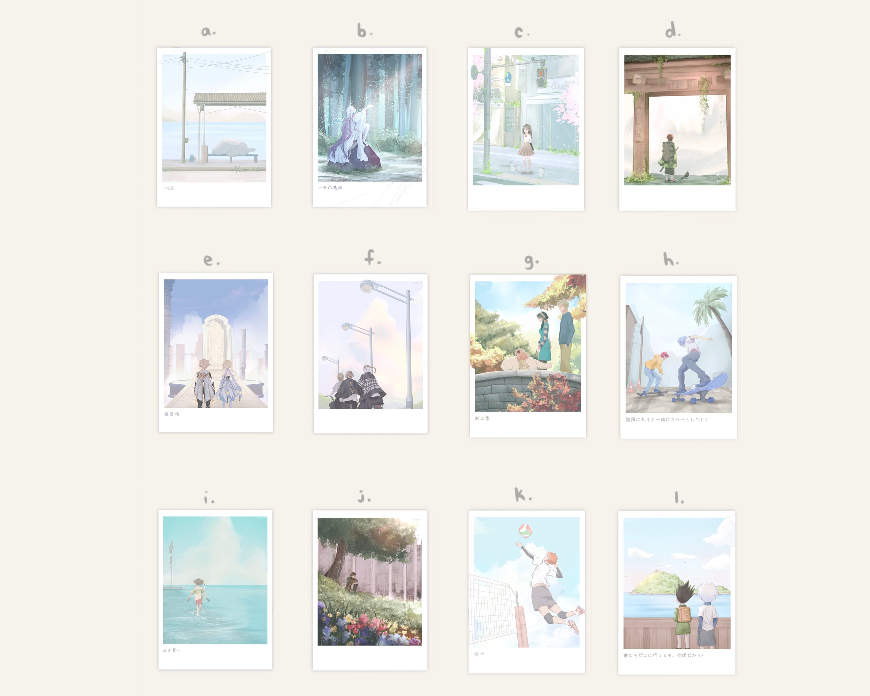 Aesthetic Anime Postcard Prints: Anime Prints Minimalist Art - Etsy