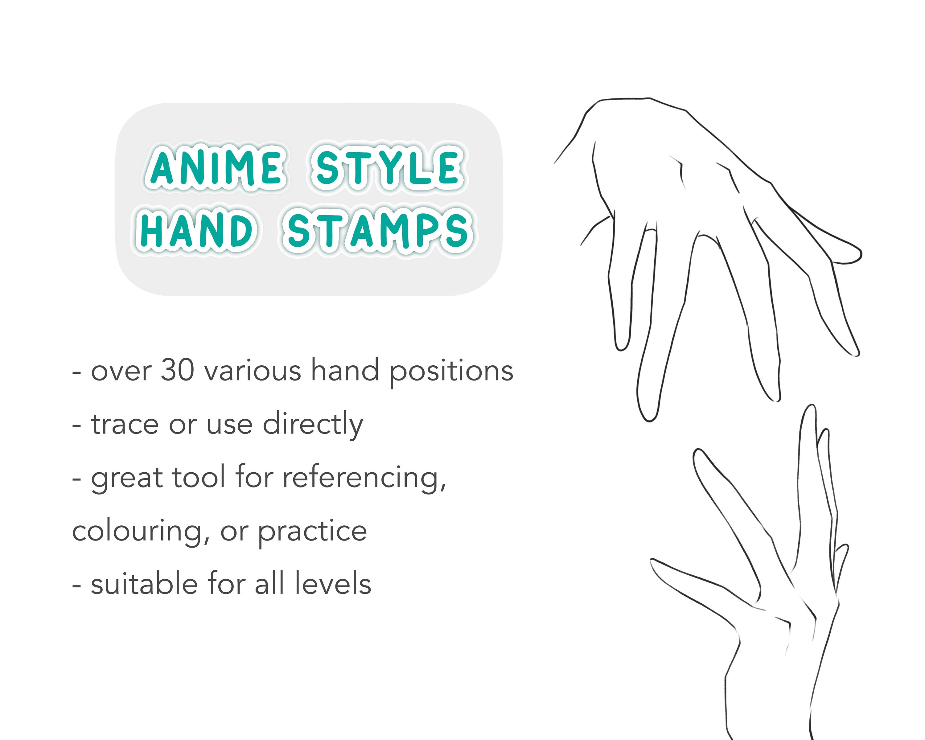 Anime Style Hand Stamp PNG Brush Set - Hand Guide Stamp Brush Pack Ipad ...