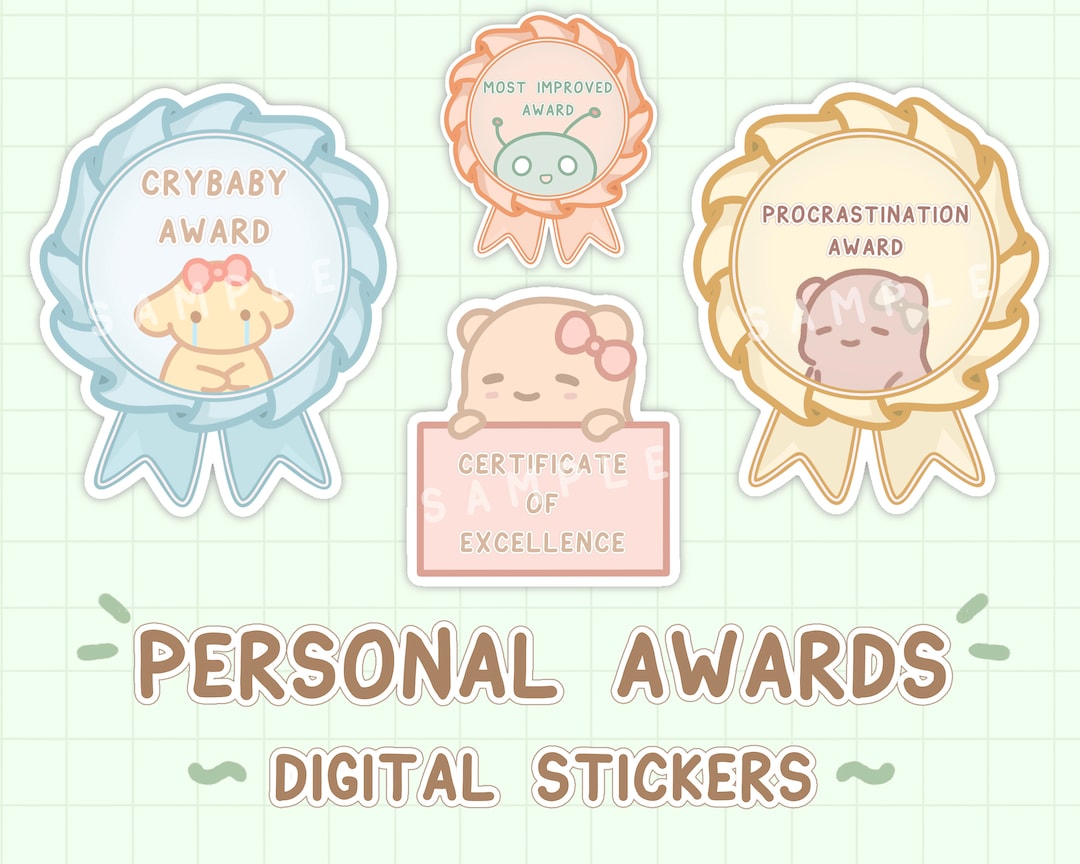 Cute Awards/medals Digital Planner Stickers, Goodnotes Digital Stickers ...