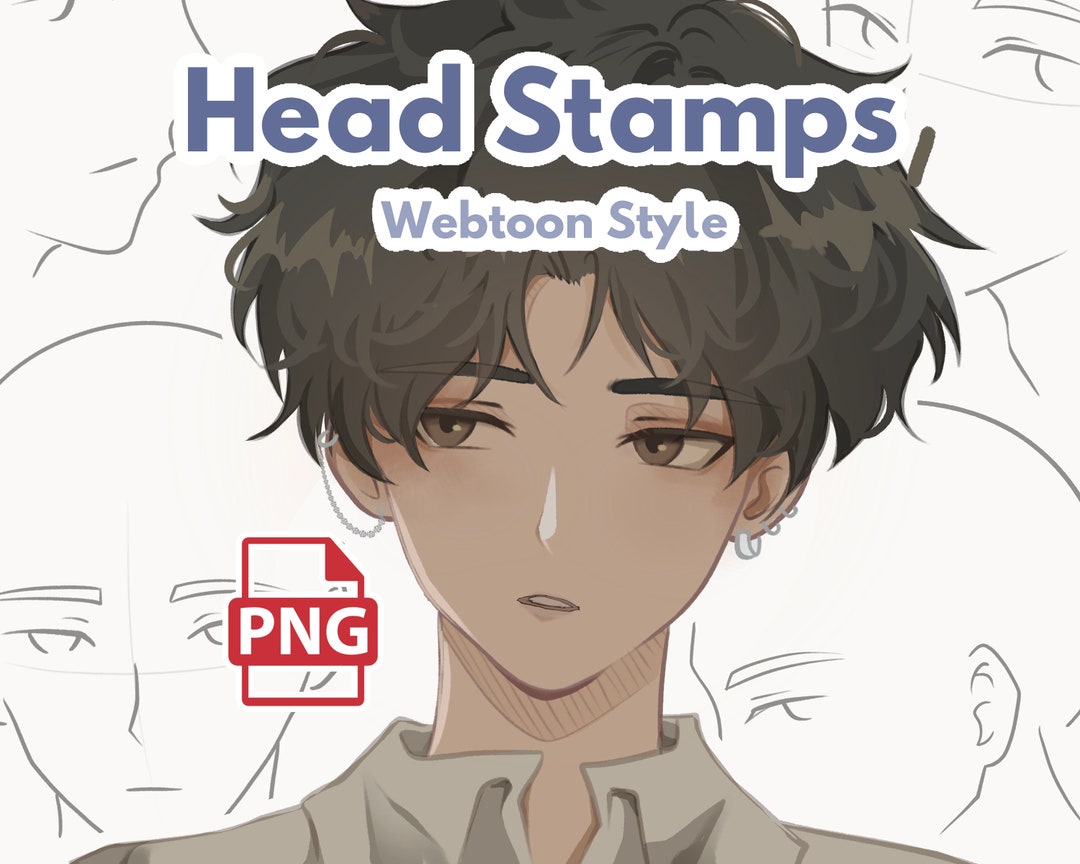 Manga Webtoon Style Head Stamp PNG Brush Stamps - Head Guide Stamp ...