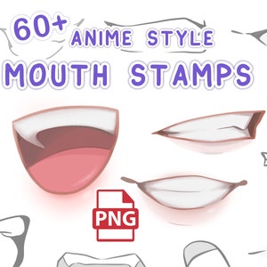 Anime Style Mouth Stamp PNG Brush Set - Mouths Stamp Brush Pack Ipad ...