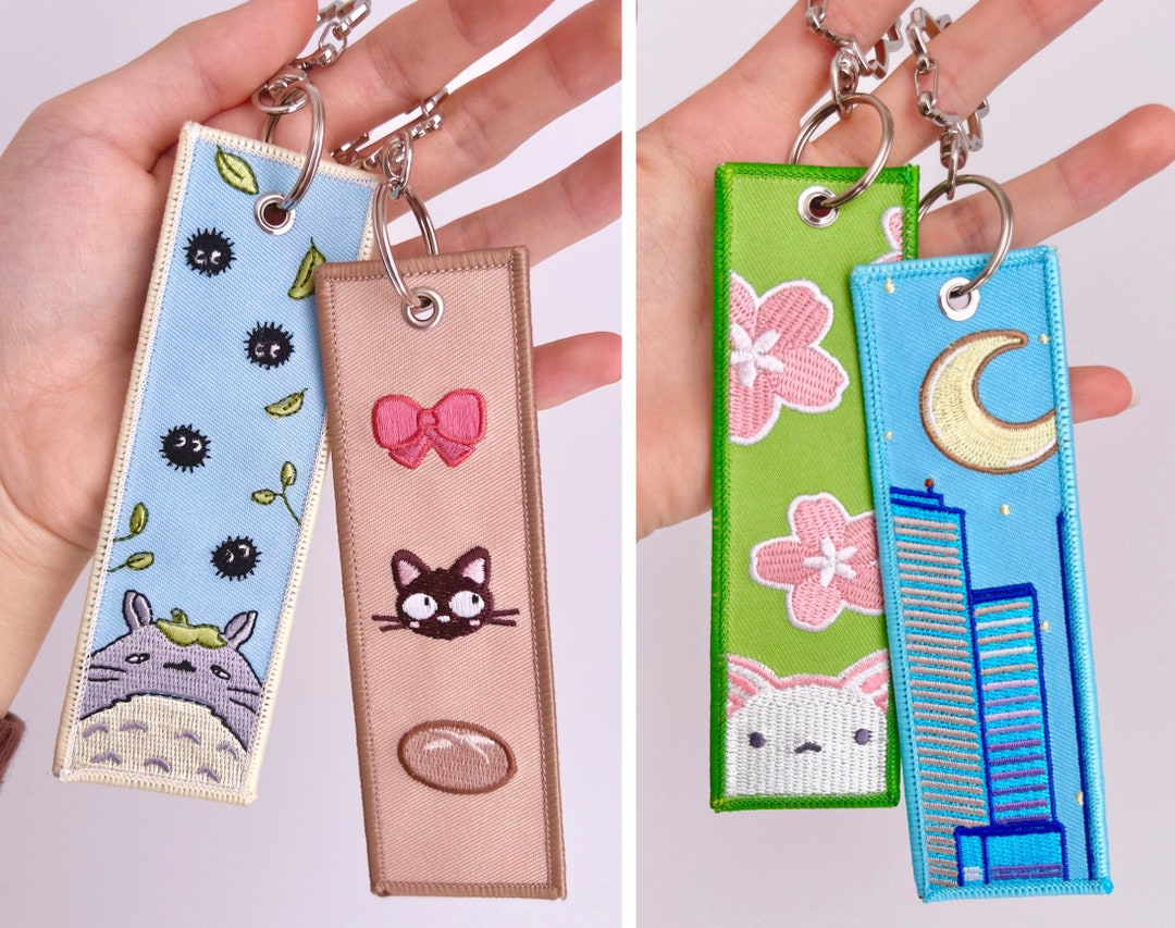 Aesthetic Anime Inspired Keychain: Embroidery Key Tag, Embroidered ...