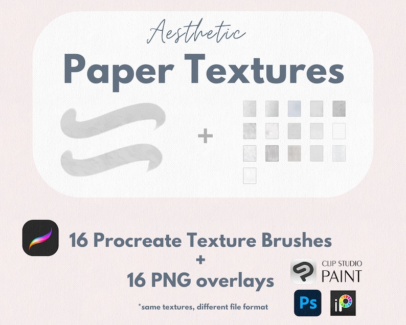Aesthetic Paper Textures Brushes and PNG Overlay - Texture Brush Pack ...