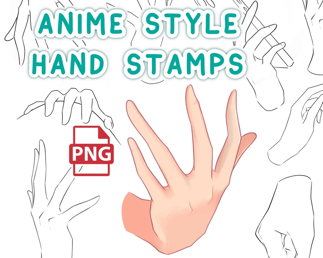 Anime Style Hand Stamp PNG Brush Set - Hand Guide Stamp Brush Pack Ipad ...