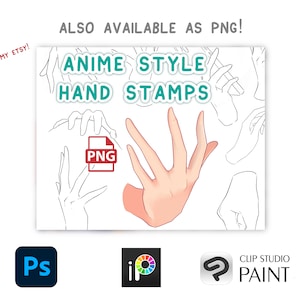 Anime Style Hand Stamp Procreate Brush Set - Hand Guide Stamp Brush ...