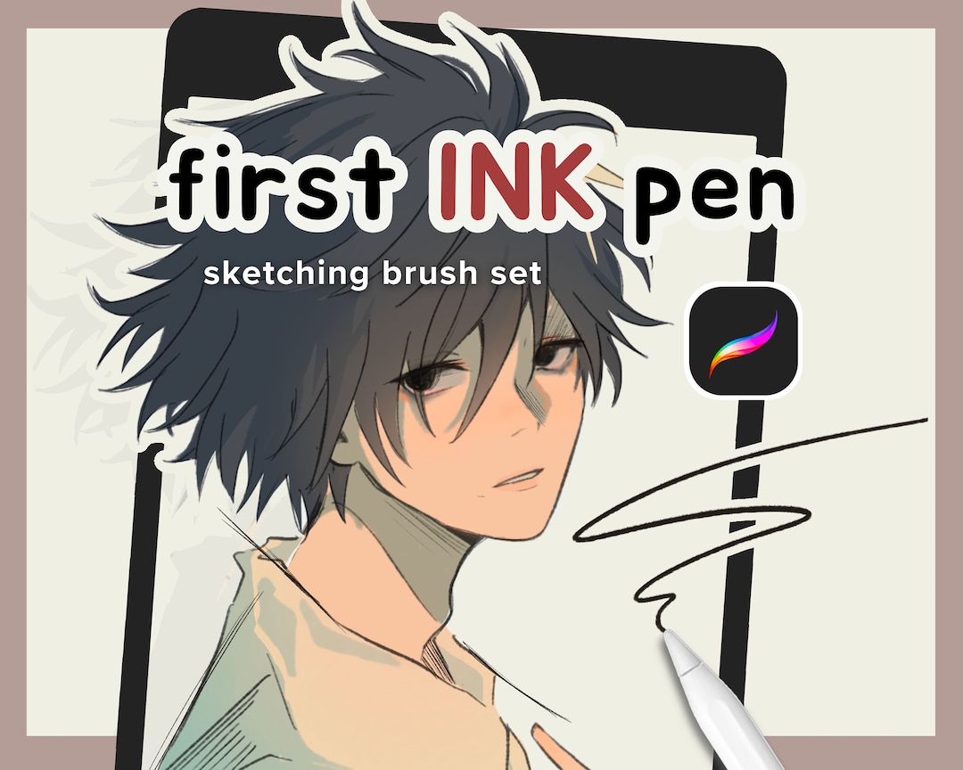 First Ink Pen Anime Brush Set - Lineart and Color Brush Pack Ipad ...